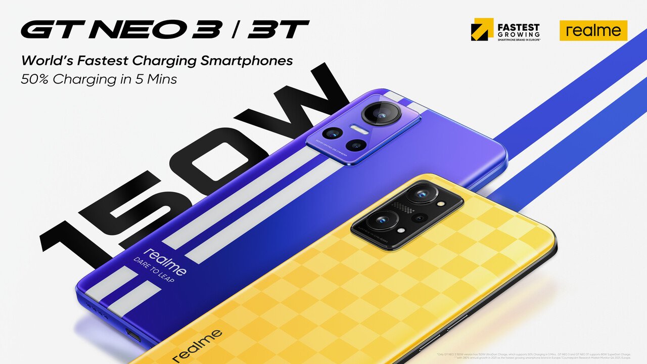 Realme GT Neo 3: charges to 50 percent in 5 minutes with 150 watts ...