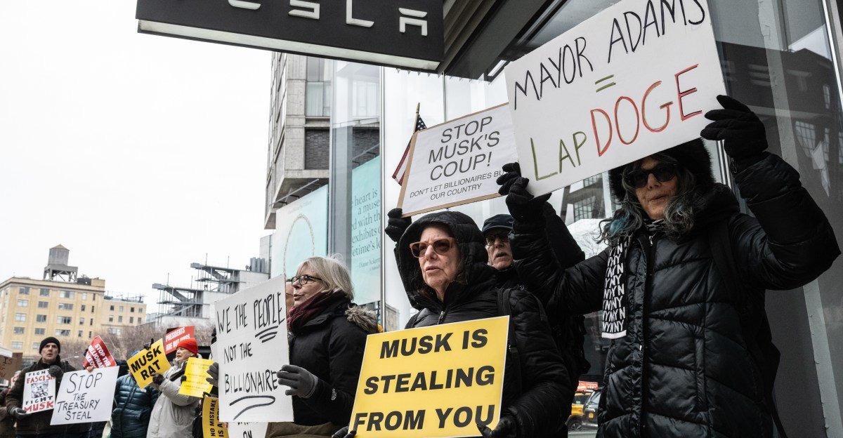Protests Continue at Tesla Showrooms Over Elon Musk’s Actions ...